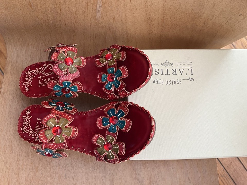 Spring Step L'Artiste Deandrea Wedge Floral Sandal EU 39 US 8.5 Brand ...