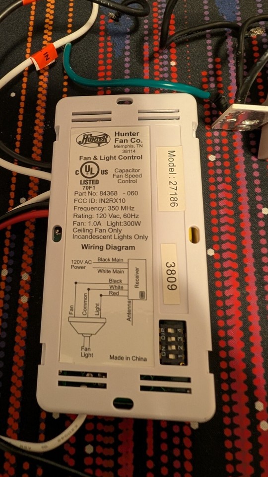 Hunter 27186 Wall Mount Control For Ceiling Fan & Lights with ...