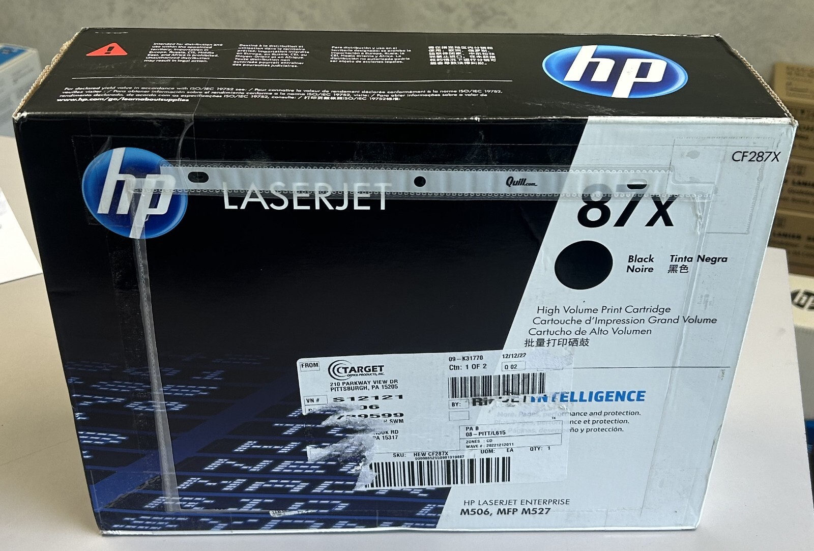 HP Genuine 87X CF287X HY Black Toner Print Cartridge - LJ PRO M501 M506 ...