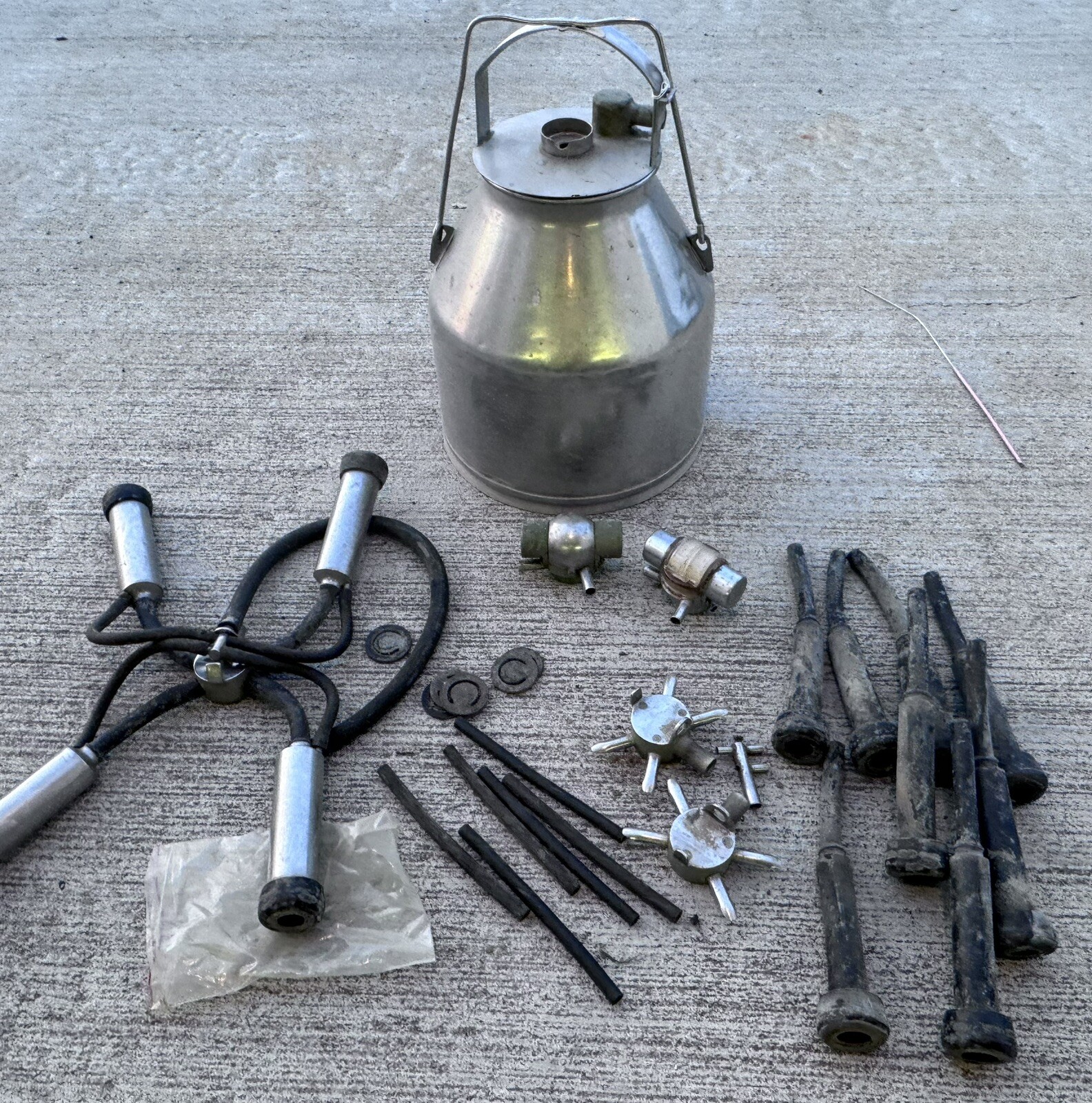 VTG DeLaval 5 Gallon Stainless Milk Cow Milking Machine Can Bucket W ...