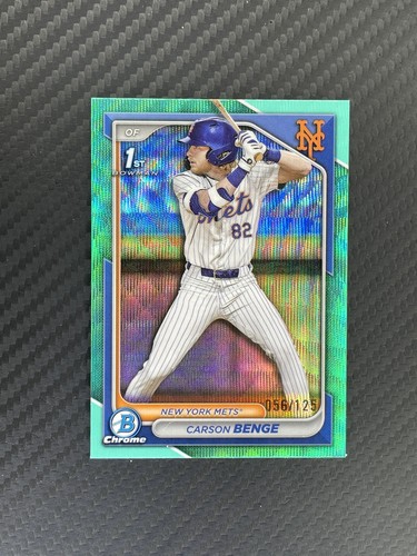 2024 Bowman Draft Chrome Carson Benge 1st Aqua Wave /125 Mets LK018 | eBay