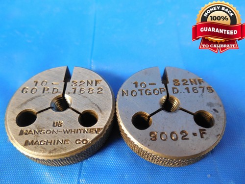 10 32 NF SPECIAL PITCH THREAD RING GAGES #10 .190 GO NO GO P.D.'S ...