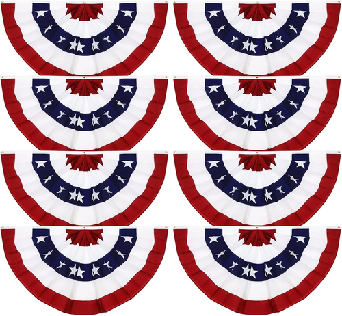 8Pack 2X4Ft American Flag Bunting, Patriotic Pleated Half Fan Flag ...