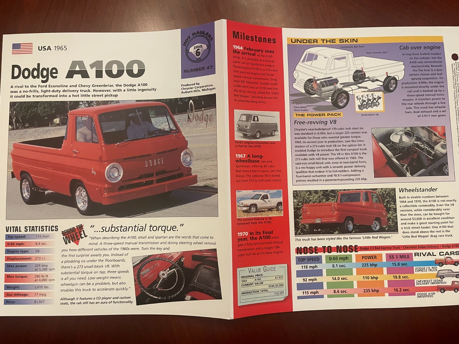 1965 DODGE A100 SPEC SHEET BROCHURE POSTER PHOTO V8 TRUCK | eBay UK