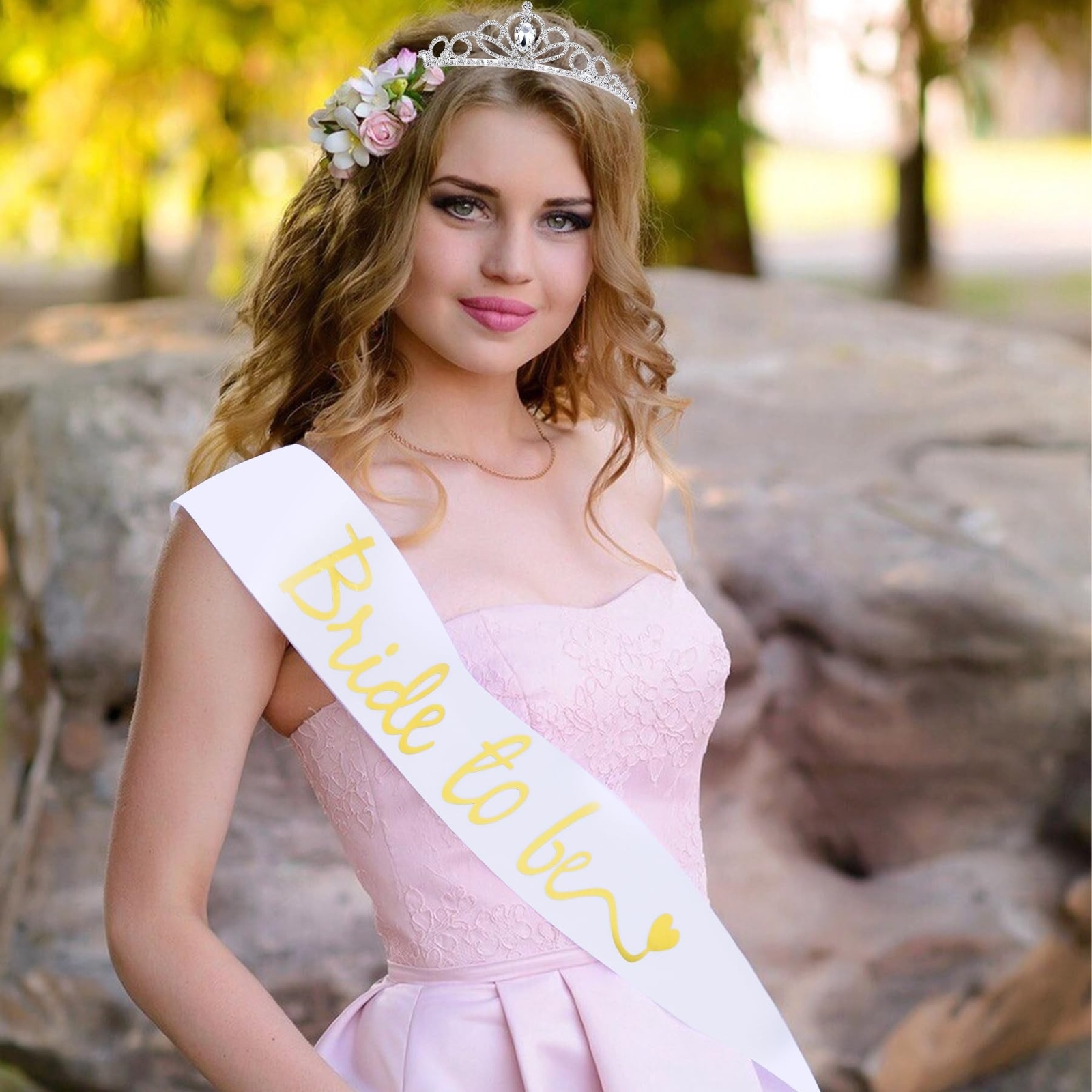 3Pcs Bride to Be Set, Bride to Be Sash & Dazzling tiara & Wedding Veil ...