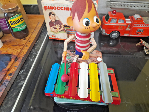 Rosko Nomura Japan Pinocchio automaton vtg 1950s tin toy battery ...