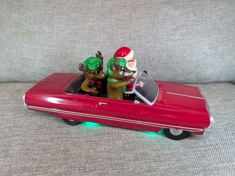 GEMMY Christmas Low Rider Red Impala Car Santa 2 Reindeer Animated ...