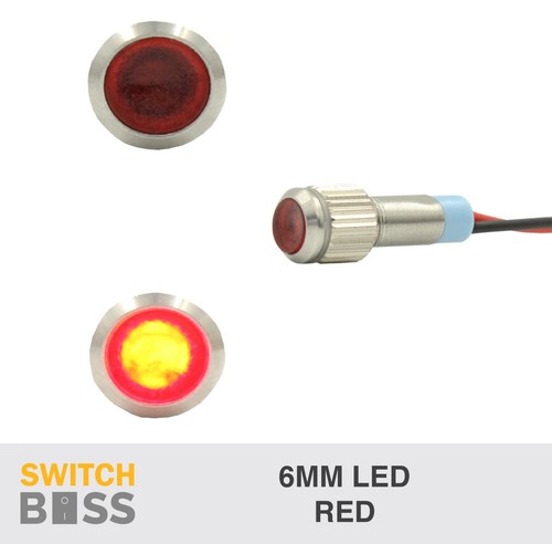 12v 6mm RED LED Pilot Dash Indicator Light - Aluminium suit Dash ...