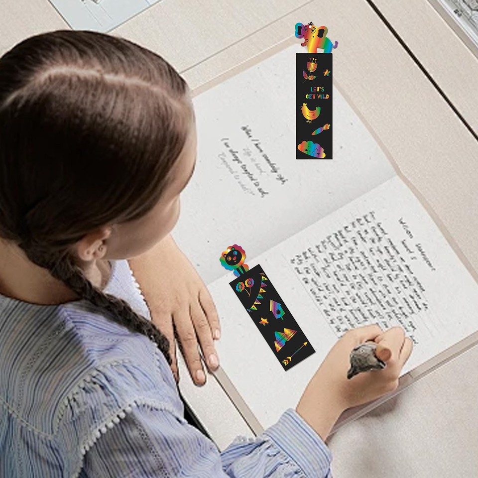36x Scratch Art Bookmark Kit Children's Art & Craft Fun Kids Home ...