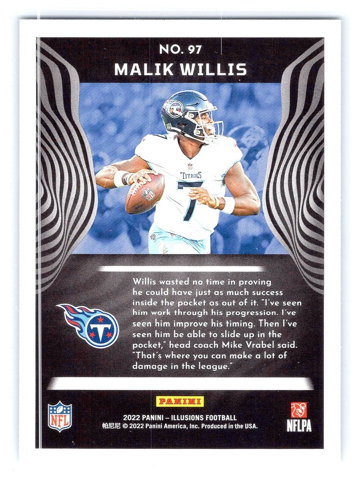 2022 Panini Illusions #97 Malik Willis Football Tennessee Titans | eBay