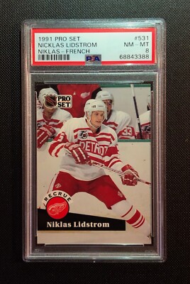 1991 Pro Set French Recrue Hockey #531 Nicklas Lidstrom Niklas PSA 8 ...