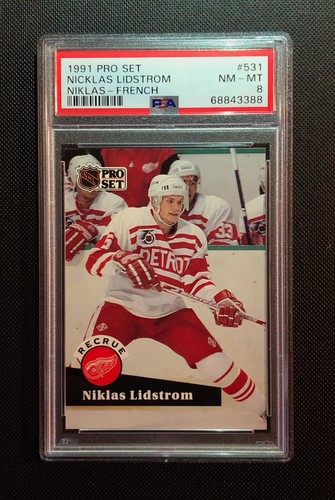 1991 Pro Set French Recrue Hockey #531 Nicklas Lidstrom Niklas PSA 8 ...
