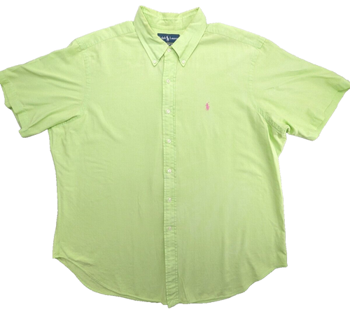 Polo Ralph Lauren Shirt Mens XXL 2XLGreen Solid SS Classic Pink Pony ...