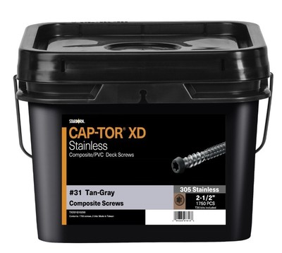 Cap-Tor XD Composite Screws, #10 x 2-1/2", Tan Gray, Stainless Steel ...
