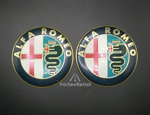 2X 74mm ALFA ROMEO EMBLEM BADGES GT 147 159 BRERA MITO GIULIETTA GIULIA ...