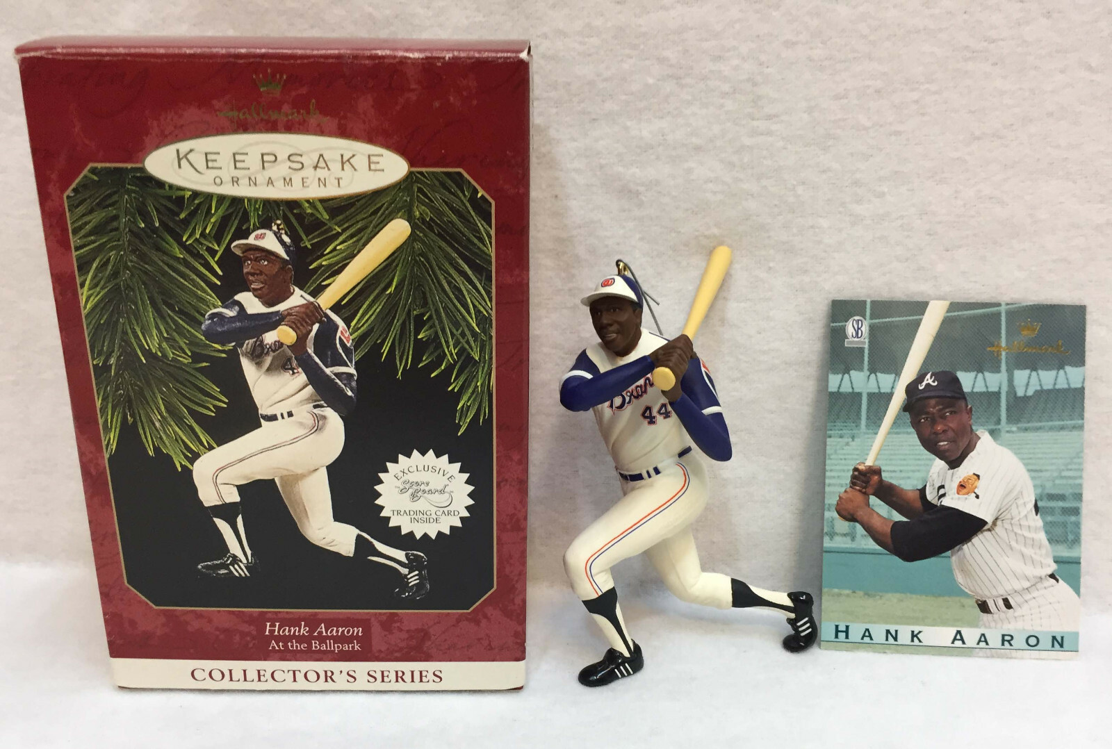 Hank Aaron w/ Baseball Card Player Hallmark Keepsake Ornament At The ...