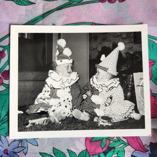 VTG 1950s 1960s Halloween Snapshot Photo Clown Costumes Children Trick ...