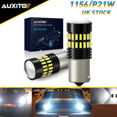 2X AUXITO LED 1156 P21W White Canbus Reverse Light Bulbs Side DRL ...