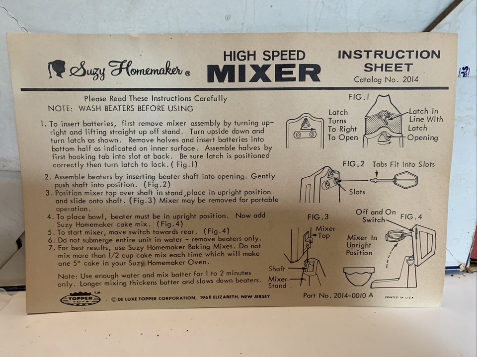 VINTAGE 1968 SUZY HOMEMAKER MIXER & STAND GREEN COLOR TOPPER New In Box ...