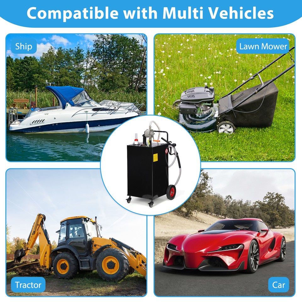 30 Gallon Fuel Gas Caddy Diesel Oil Transfer Tank 4 Wheels Portable ...