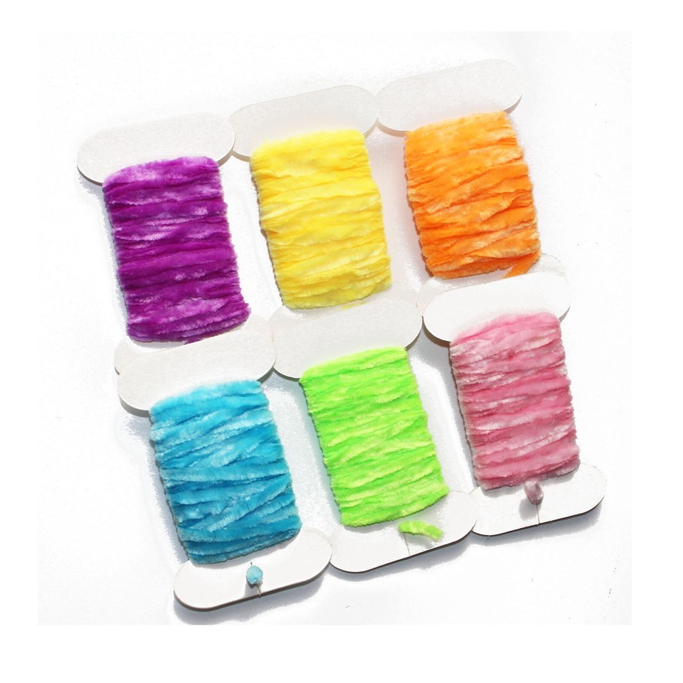 25 Colors Worms Rayon Yarn Tinsel Chenille Nymph Fly Tying Floss Thread ...