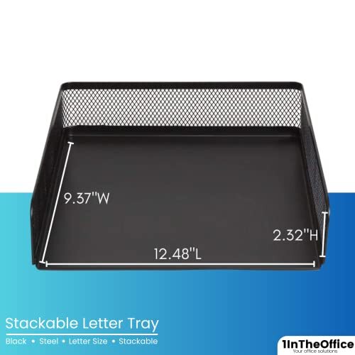 Desk Trays Stackable Letter Tray Matte Black Wire Mesh Front-Load Paper ...
