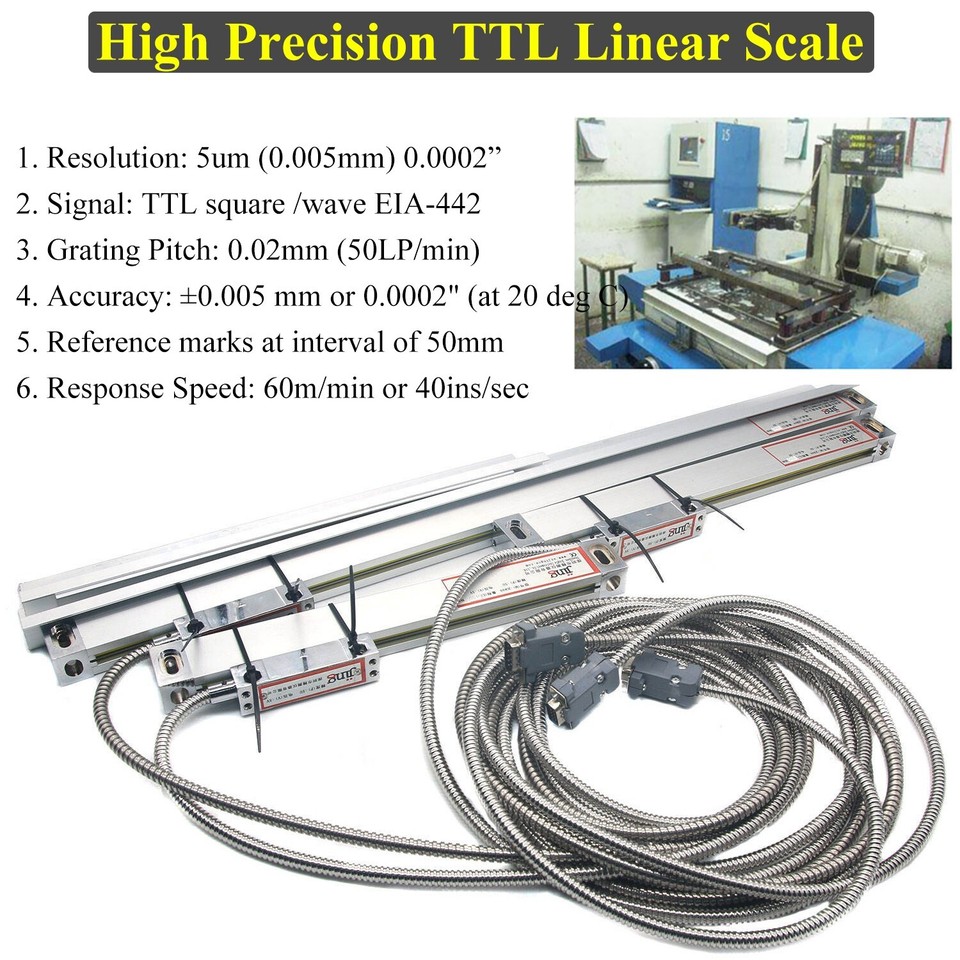 Digital Readout DRO Linear Kit Glass Scales Encodor for 9x42 Bridgeport ...
