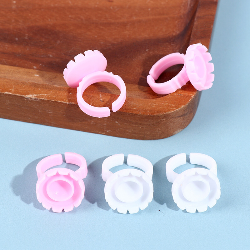 100Pcs Disposable Eyelash Extension Rings Lash Glue Fan Cup Finger ...