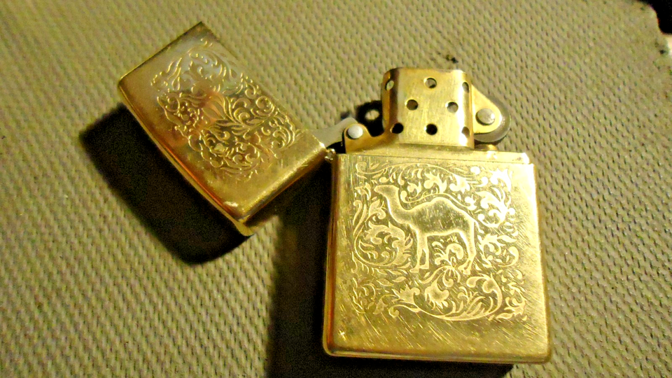 VINTAGE ZIPPO CAMEL LOGO CIGARETTE LIGHTER - BRASS DOUBLE SIDED ( USED ...
