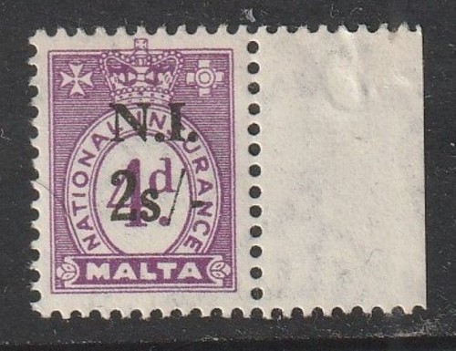 Malta Postal History EX. RARE National Insurance Stamp 2s on 4d ...