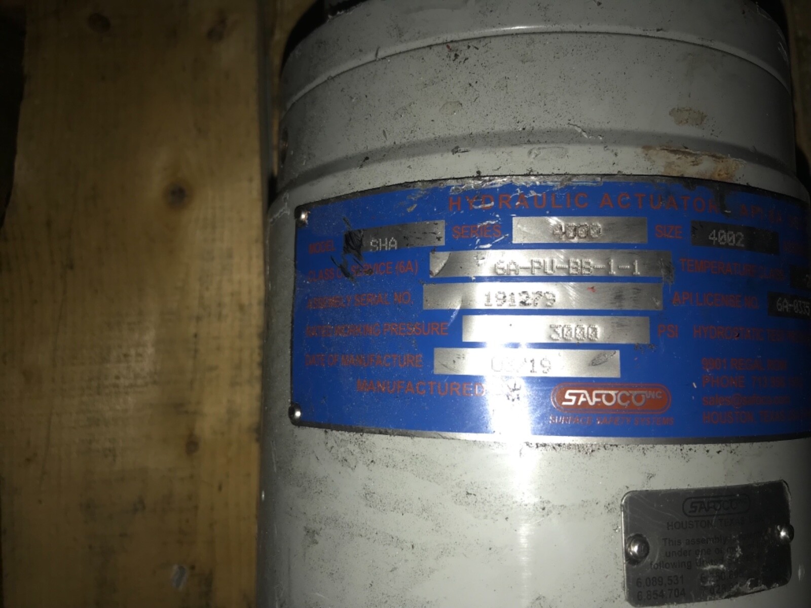 SAFOCO SHA HYDRAULIC ACTUATOR VALVE ASSEMBLY | eBay