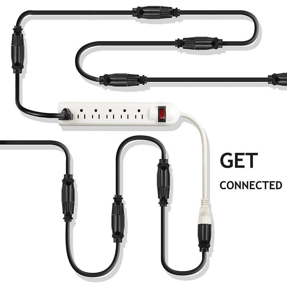 3 Pack Short Power Extension Cord Cable 0.5 Ft Outlet Saver SJT 18 AWG ...
