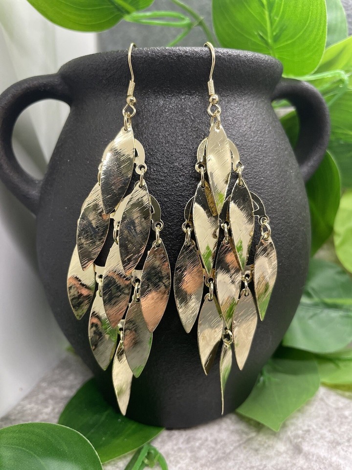 3” Earring Set Gold-tone Exaggerated Dangle Drop New Free Ship A4559 | eBay