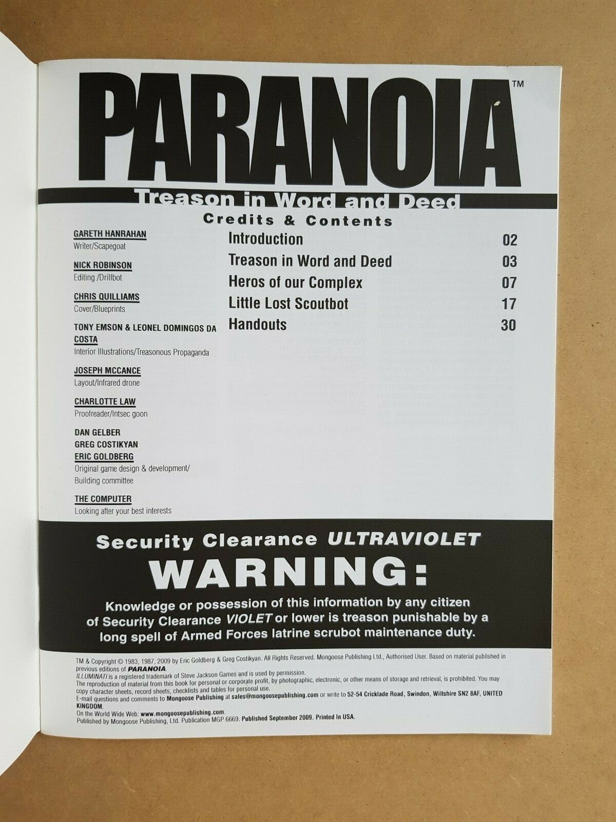 Paranoia Treason In Word And Deed RPG Sourcebook Mongoose Publishing ...