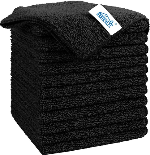Microfiber Cleaning Cloth Black, 12 Pack Premium Microfiber Towels for ...