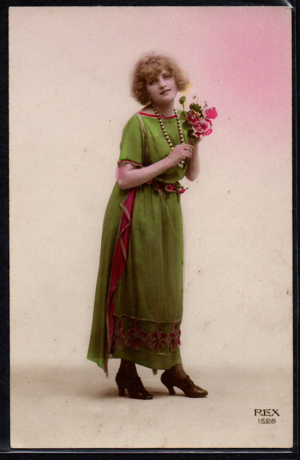 CA006 ART DECO HIGH FASHION FLAPPER LADY WOMAN FLOWERS KITSCH Tinted ...