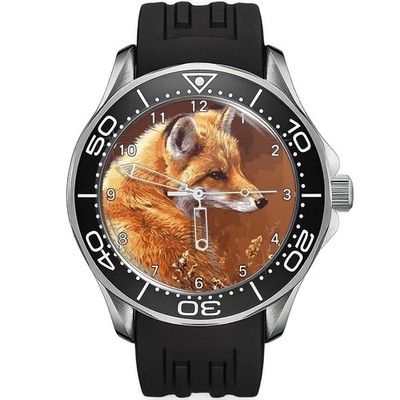 Fox Cute Animal Diver Sporty Style Silicone Black Strap Wrist Watch | eBay