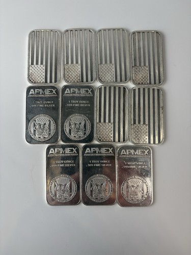 Lot of 11 APMEX .999 Fine Silver Bars 1 oz – USA Flag Design – Bullion ...