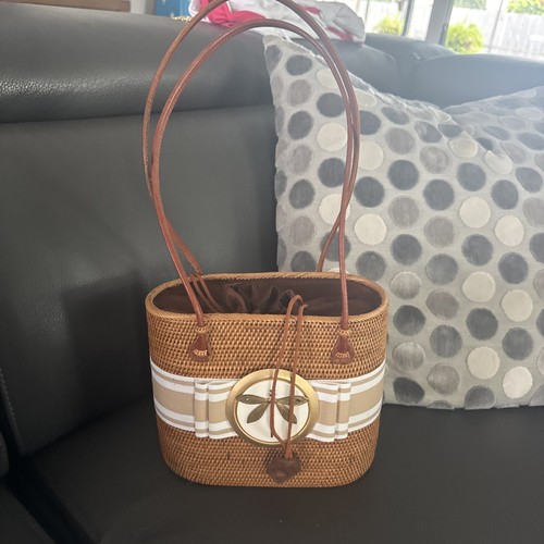 Lisi Lerch Purse Crossbody Dragonfly Ribbon Draw String EUC | eBay