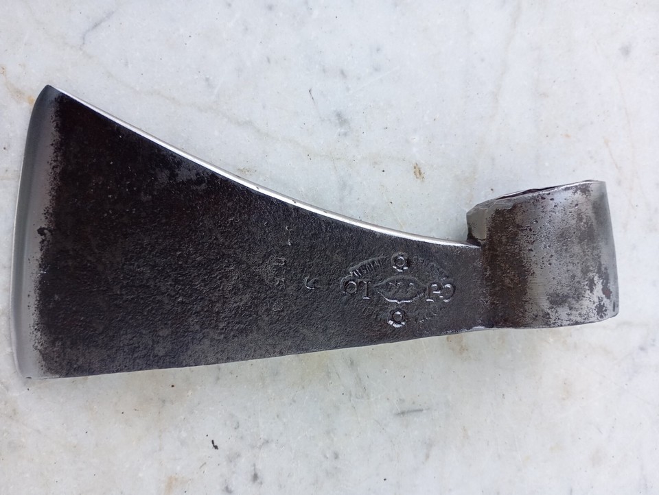 Antique Old Large Axe Wrought Carbon Steel Blacksmith Marks Signature ...