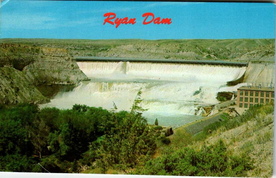 Chrome Postcard Ryan Dam Great Falls Montana MT Missouri River PM 1981 ...