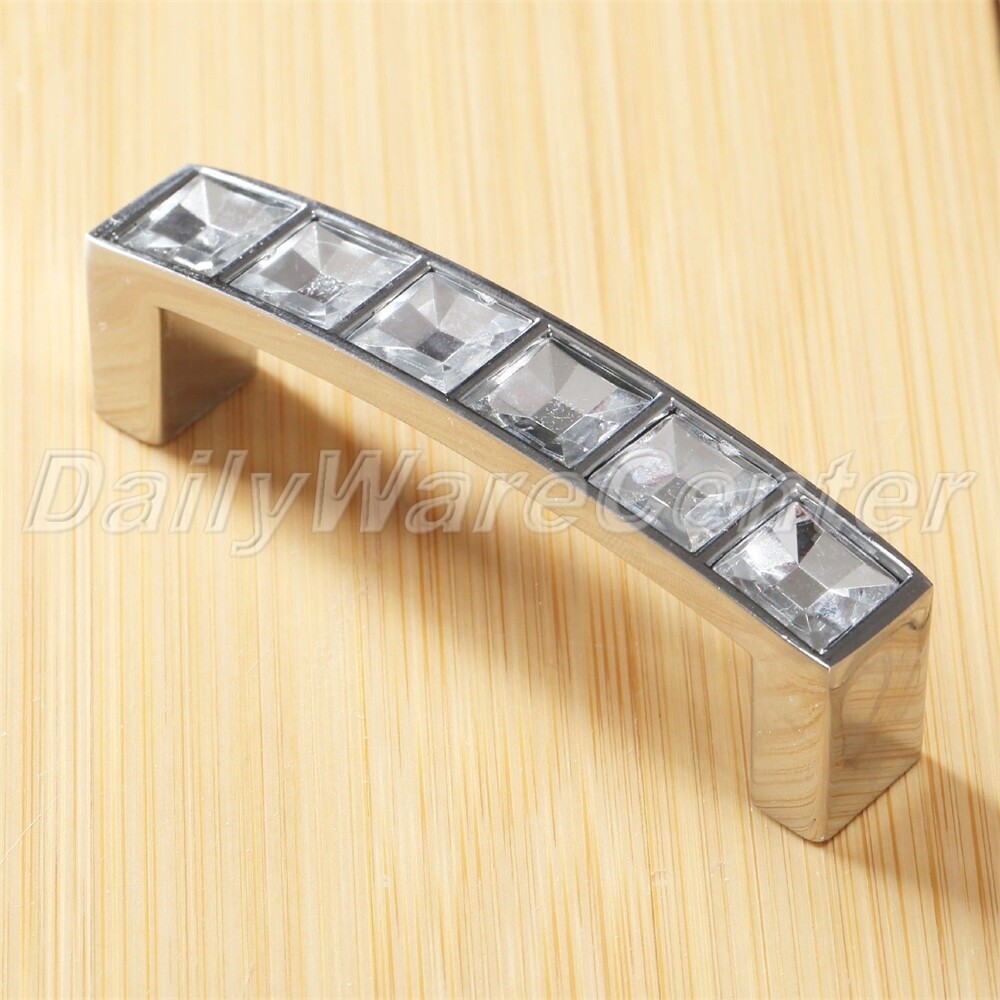 Modern Diamond Crystal Pull Handles Cabinet Wardrobe Furniture Drawer ...