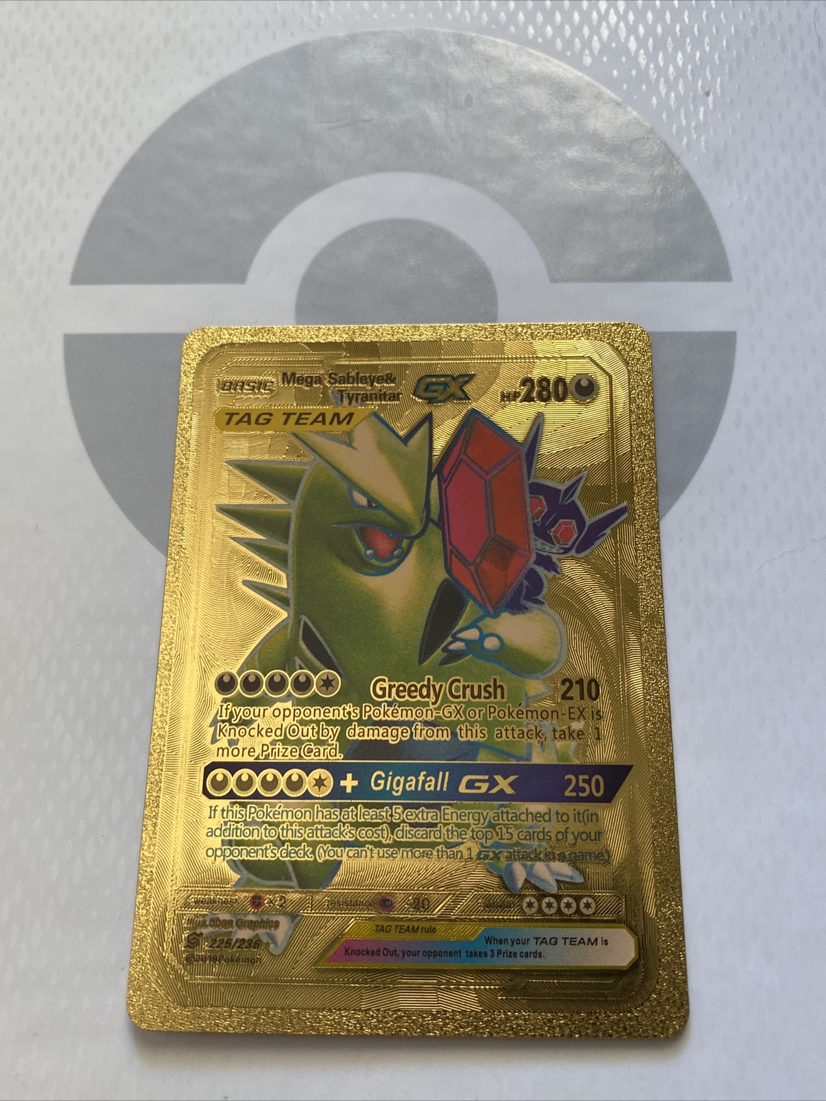 Mega-Sableye-&-Tyranitar-GX-225/236-Gold-Foil-Tag-Team-Pokemon-Card ...