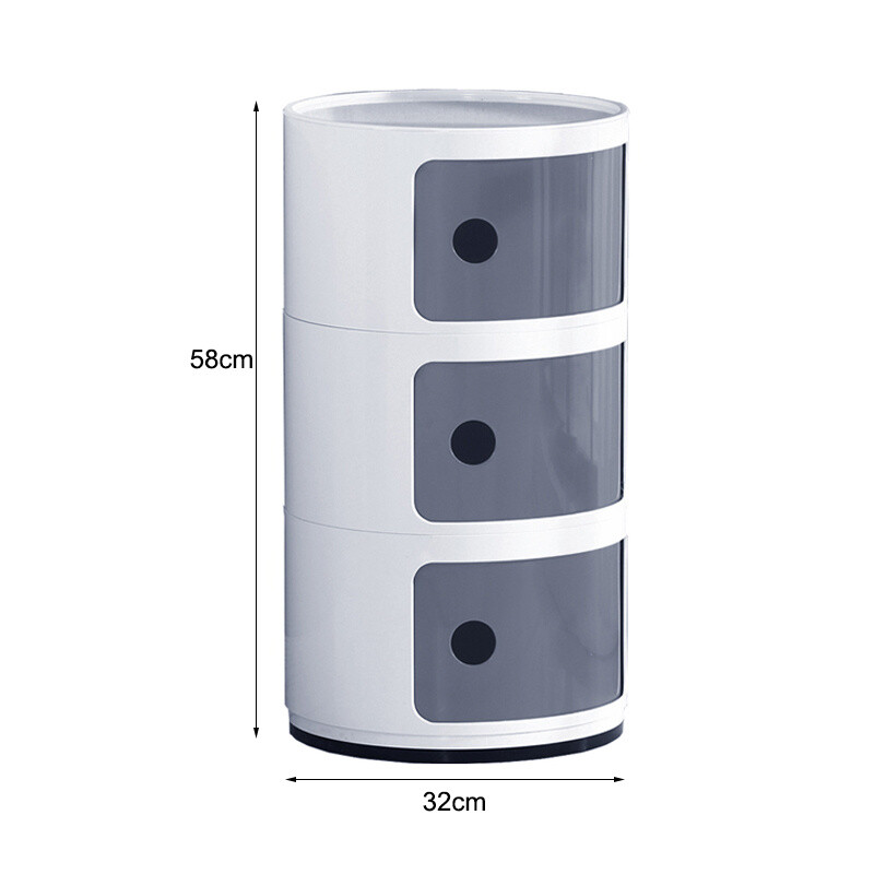 Round ABS Bedside Cabinet Cupboard Drawer Storage Unit Bathroom Bedroom ...