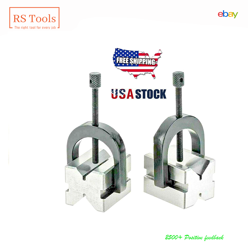 Precision Engineers All Steel V Blocks Clamp Set Vee Block Matched Pair ...