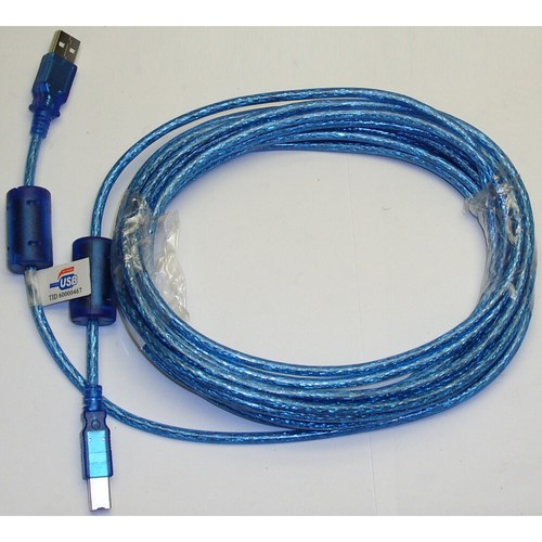 20 Foot AB Hi-Speed USB 2.0 Blue Cable, HQ: Dual Ferrite core & Double ...