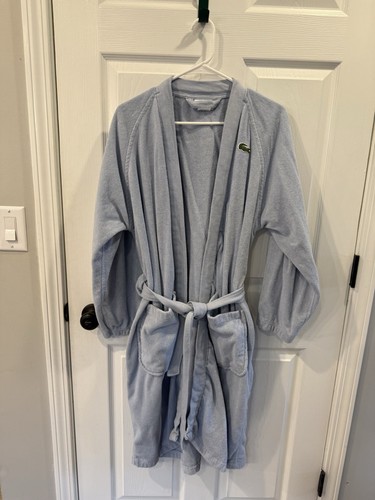 Lacoste Men’s Terry Bath Robe blue One Size Embroidered 100% Cotton ...