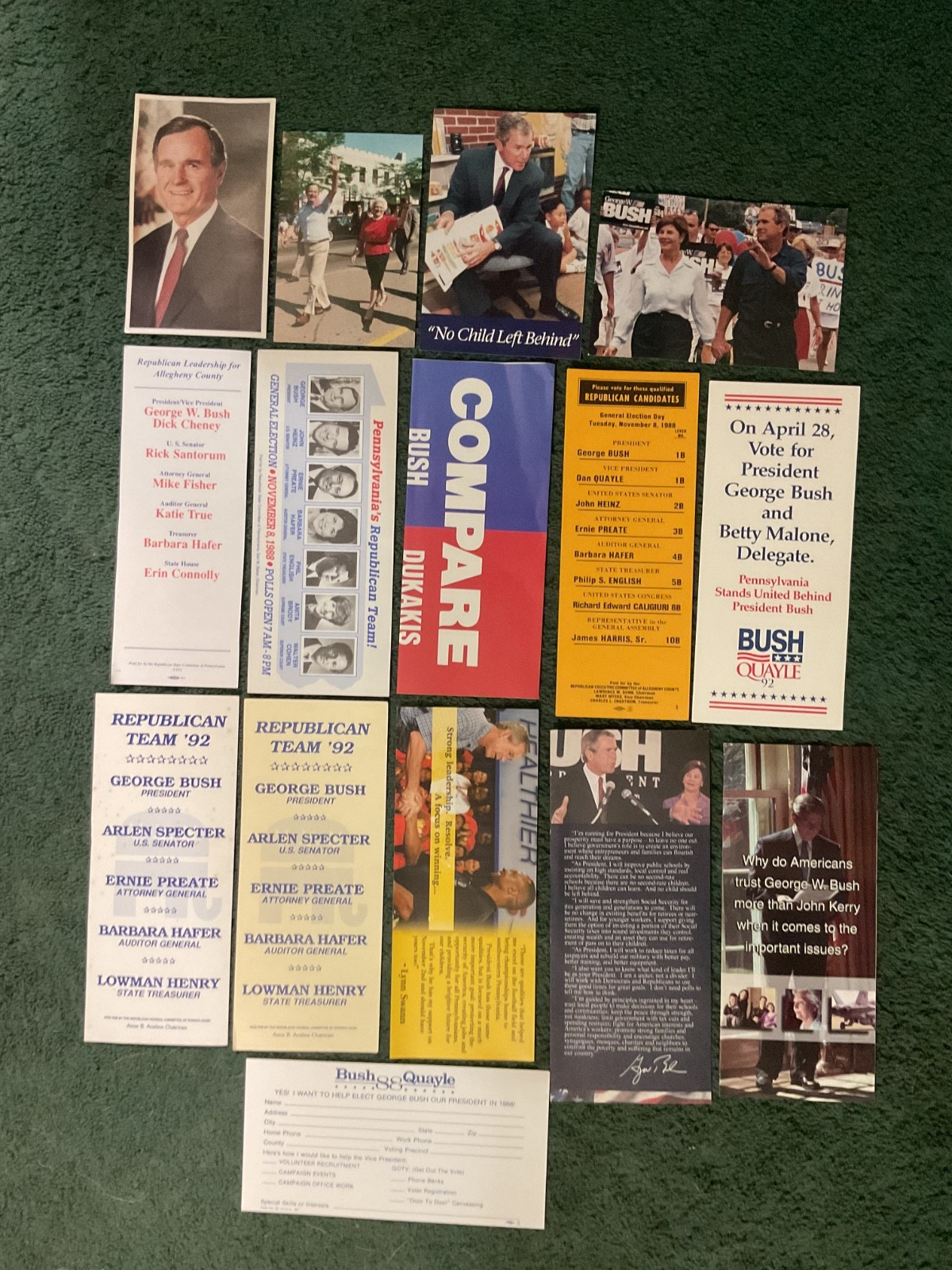 15 George Bush (Sr. & Jr.) For President Campaign Brochures Pamphlets ...