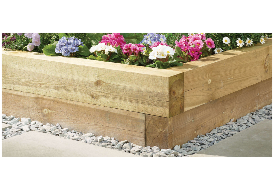3 x Treated Timber Garden Sleeper - Garden Edging - 100 x 150 x 1200mm ...