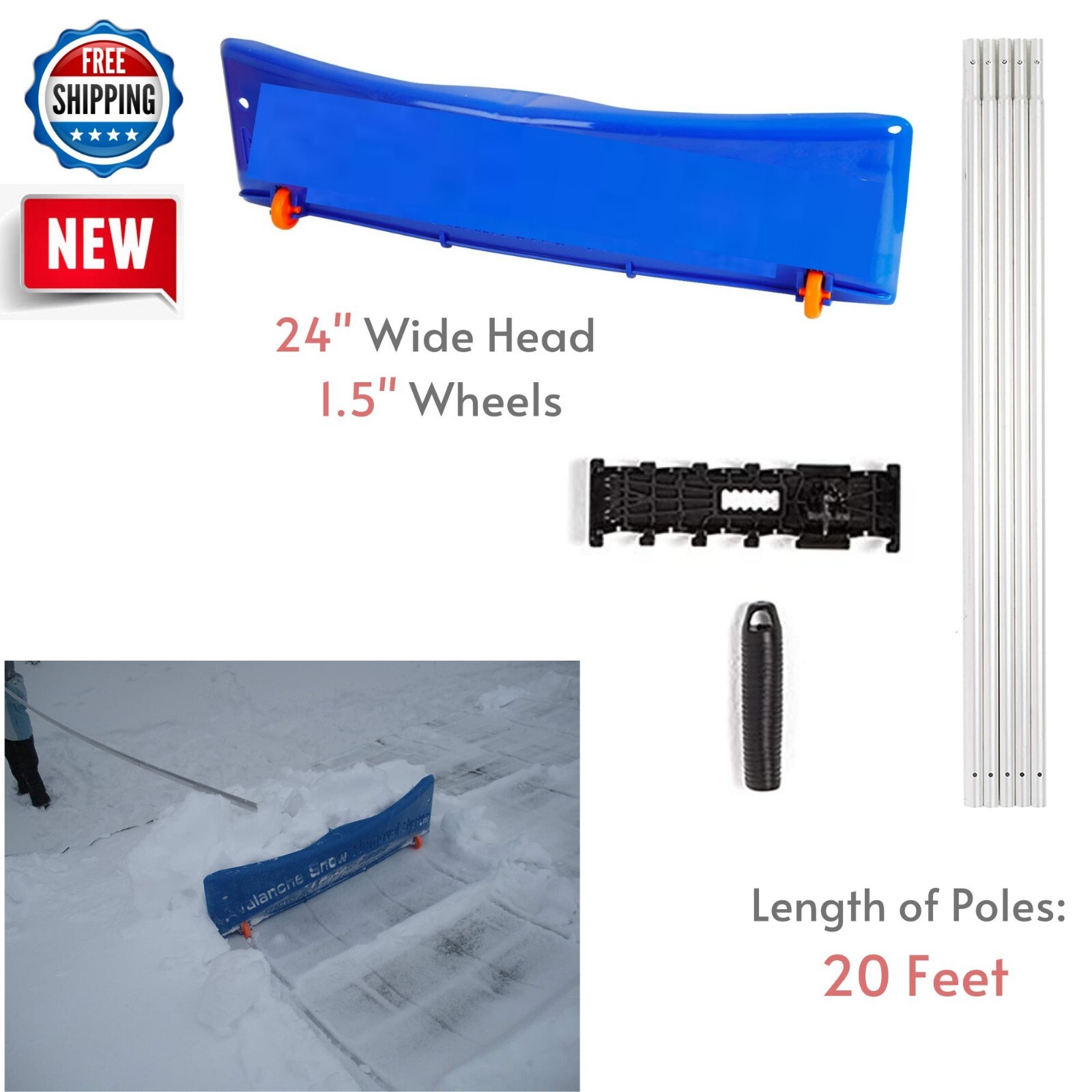 Lightweight Snow Roof Rake for Clear Snow Roof Remove Ice Dam Solar ...